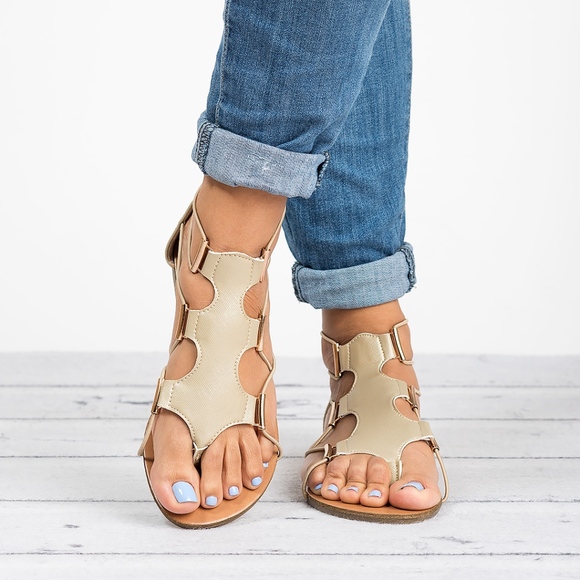 SunnyMia | Shoes | Gladiator Stretch Strap Sandals Gold | Poshmark